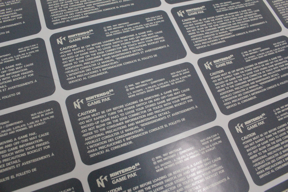 N64 rear replacement labels – Szabo's Arcades