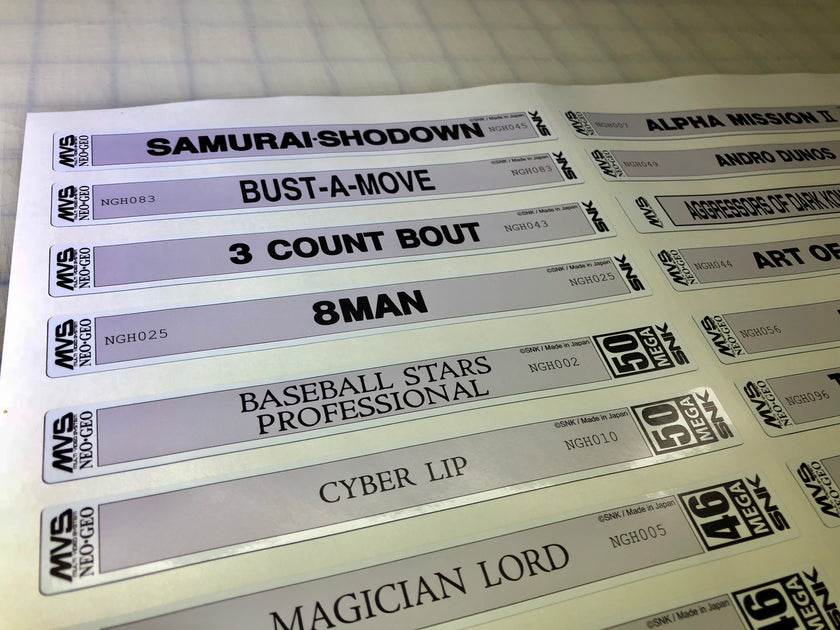 MVS reproduction cartridge labels – Szabo's Arcades